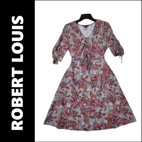 Robert Louis | Dresses | Robert Louis Dress Size Medium Women Paisley Long Sleeve Fit Flare ...